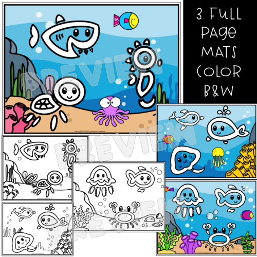 Ocean Animals Play Dough Mats Fine Motor Skills, Ocean Animals ...