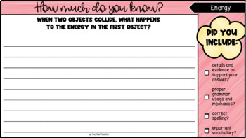 Energy Science Exit Tickets or Science Writing Prompts - Made By Teachers