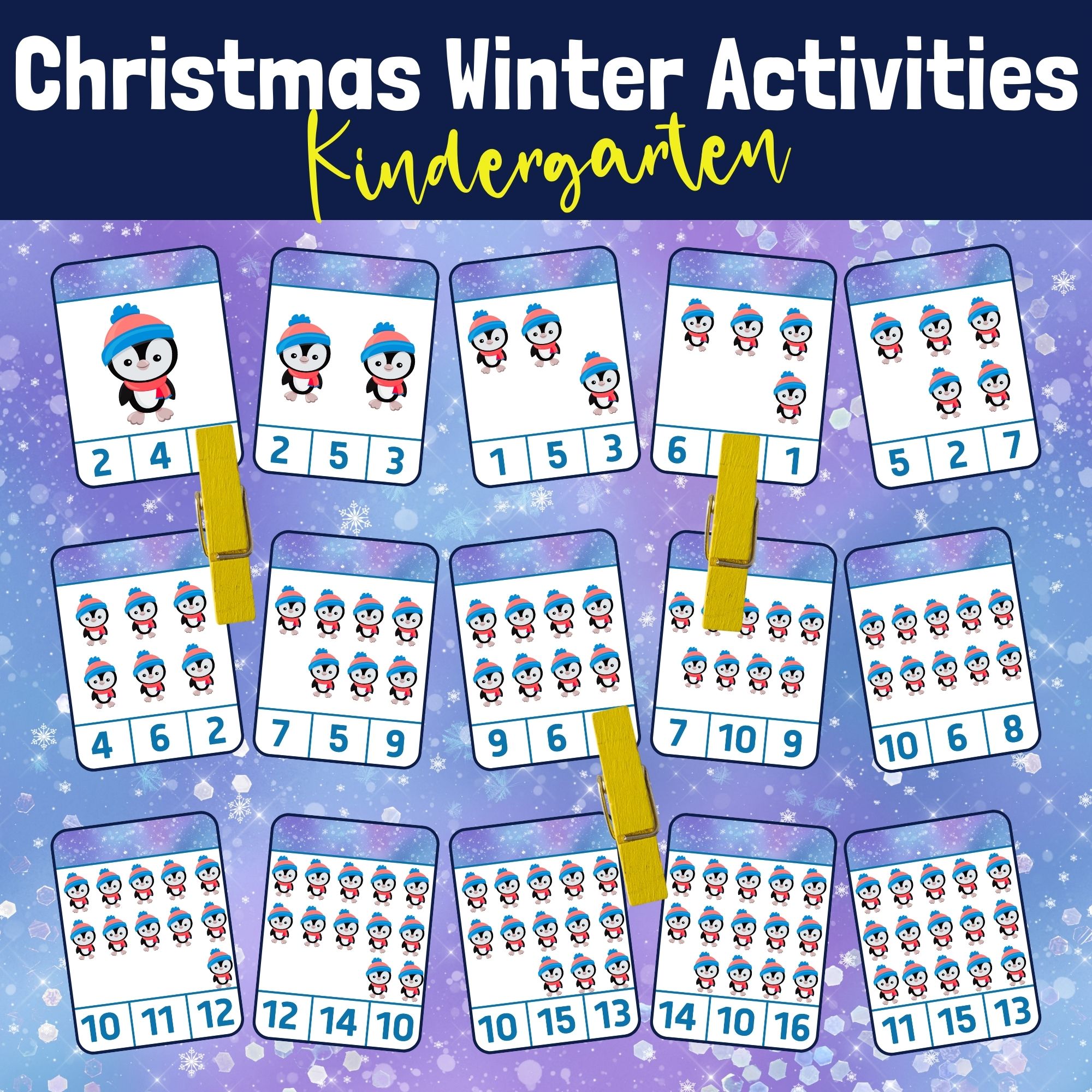 Penguin Counting 1-20 And Clip Cards | Christmas Winter Activities ...