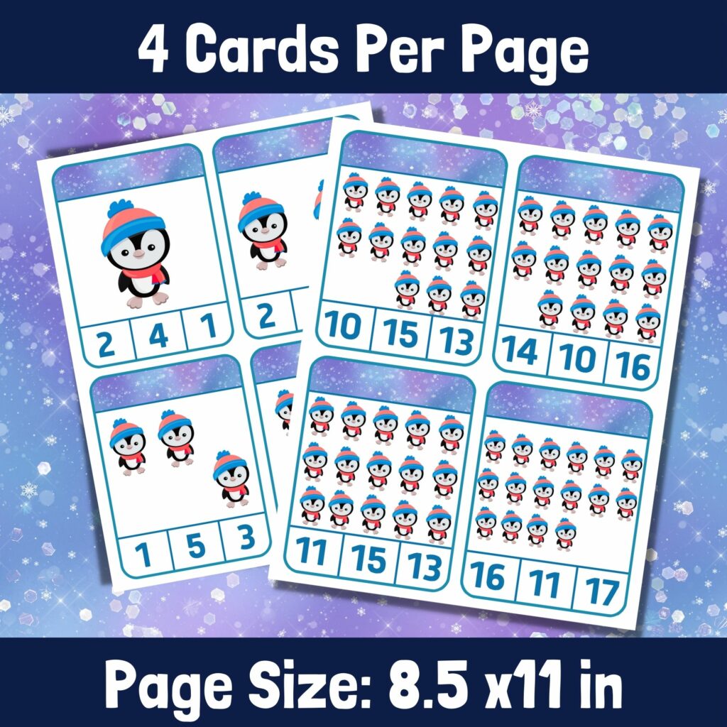 Penguin Counting 1-20 And Clip Cards | Christmas Winter Activities ...