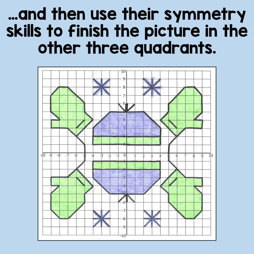 Winter Symmetry and Reflection Coordinate Plane Mystery Graphing ...