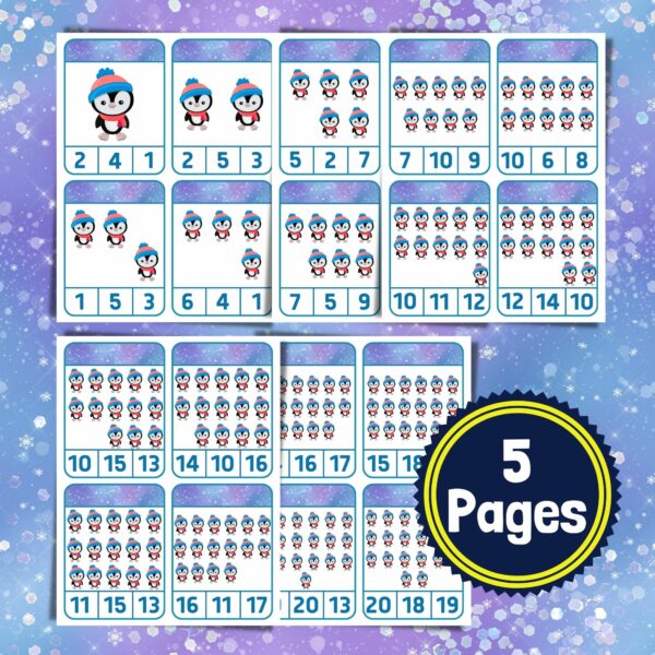 Penguin Counting 1-20 And Clip Cards | Christmas Winter Activities ...