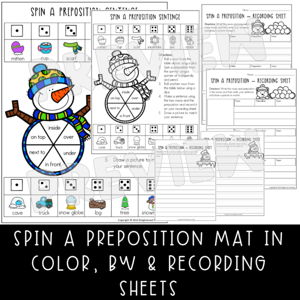 Winter Preposition Sentences Worksheets Cut Glue Paste Preposition ...