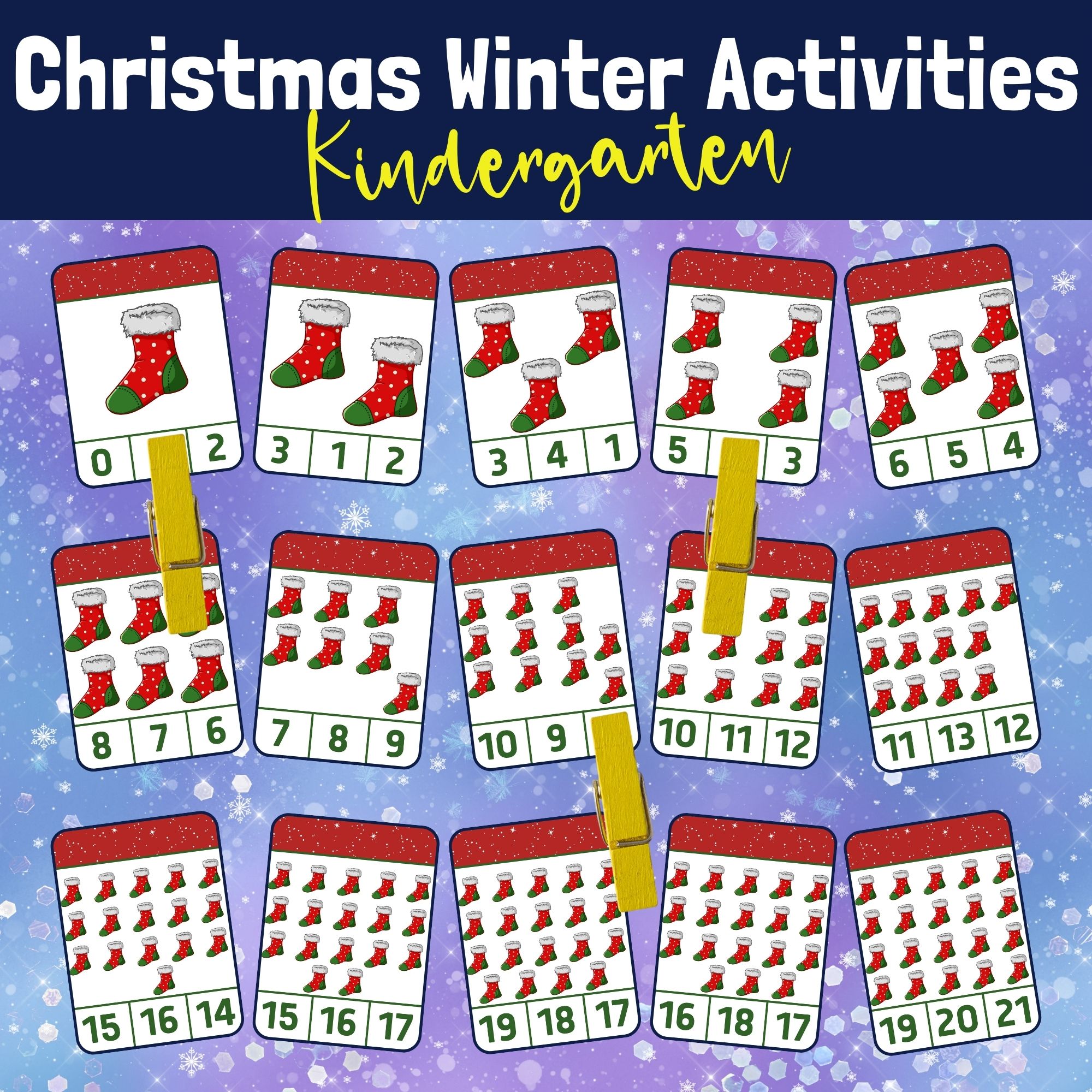 Christmas Stocking Counting 1-20 And Clip Cards | Winter December ...