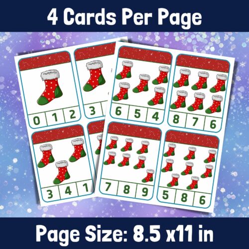 Christmas Stocking Counting 1-20 And Clip Cards | Winter December ...