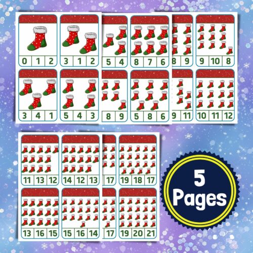 Christmas Stocking Counting 1-20 And Clip Cards | Winter December ...