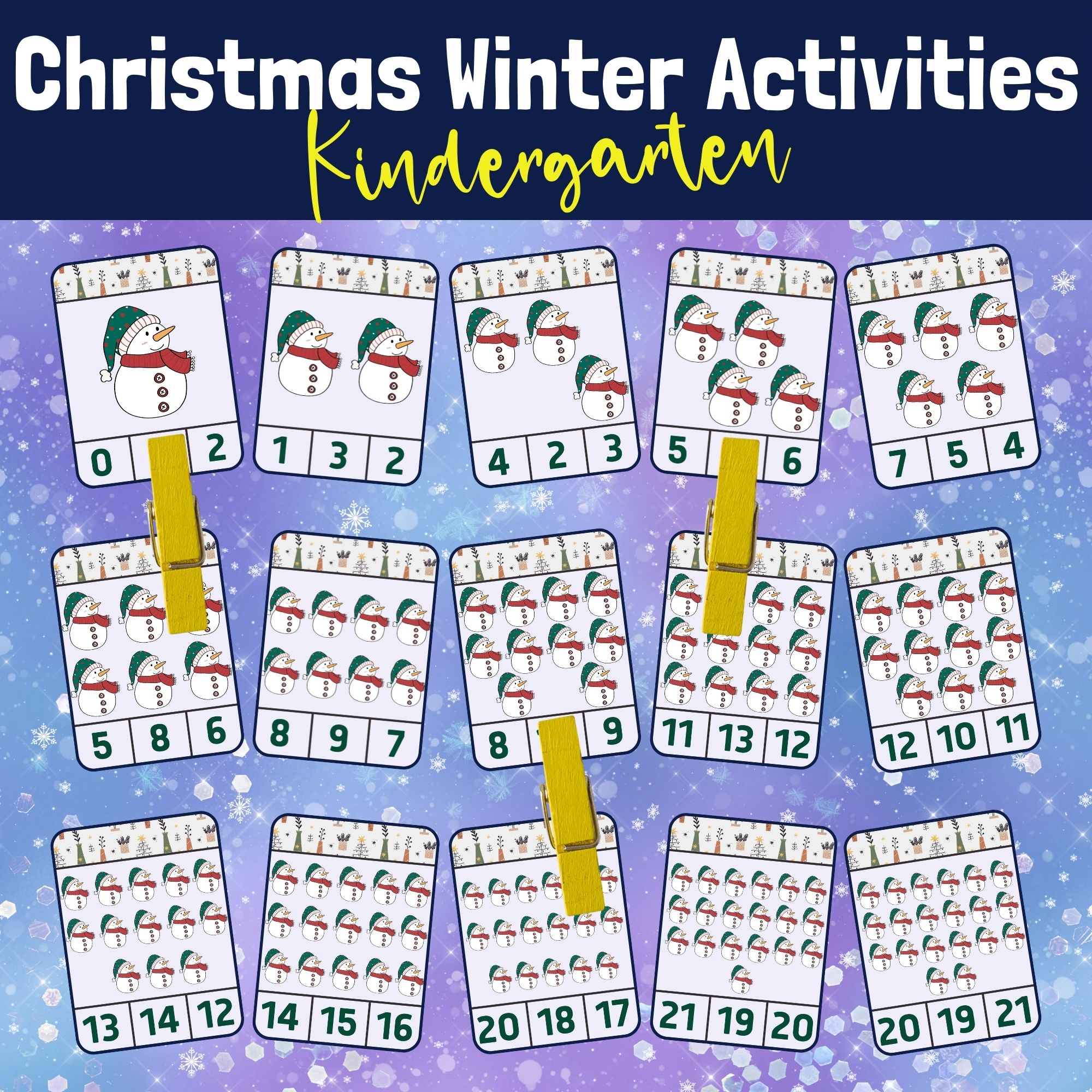 Snowman Counting 1-20 And Clip Cards | Christmas Winter Count Number ...