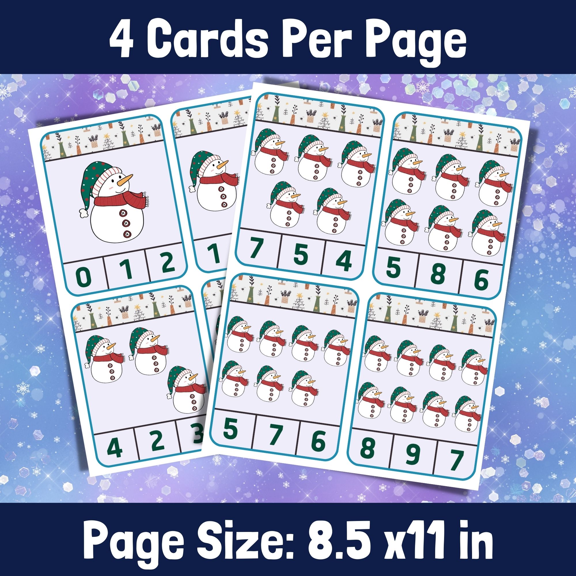 Snowman Counting 1-20 And Clip Cards | Christmas Winter Count Number ...