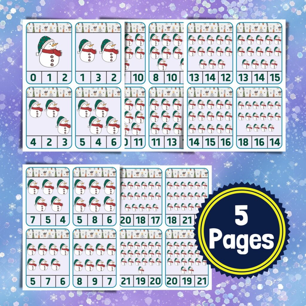 Snowman Counting 1-20 And Clip Cards | Christmas Winter Count Number ...