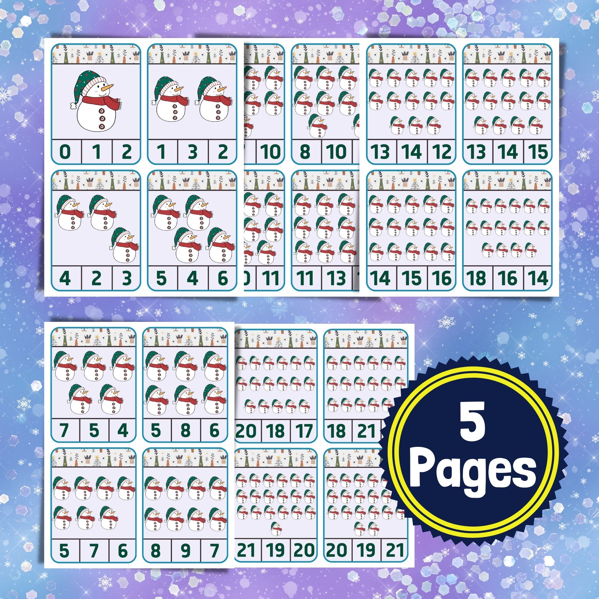 Snowman Counting 1-20 And Clip Cards | Christmas Winter Count Number ...