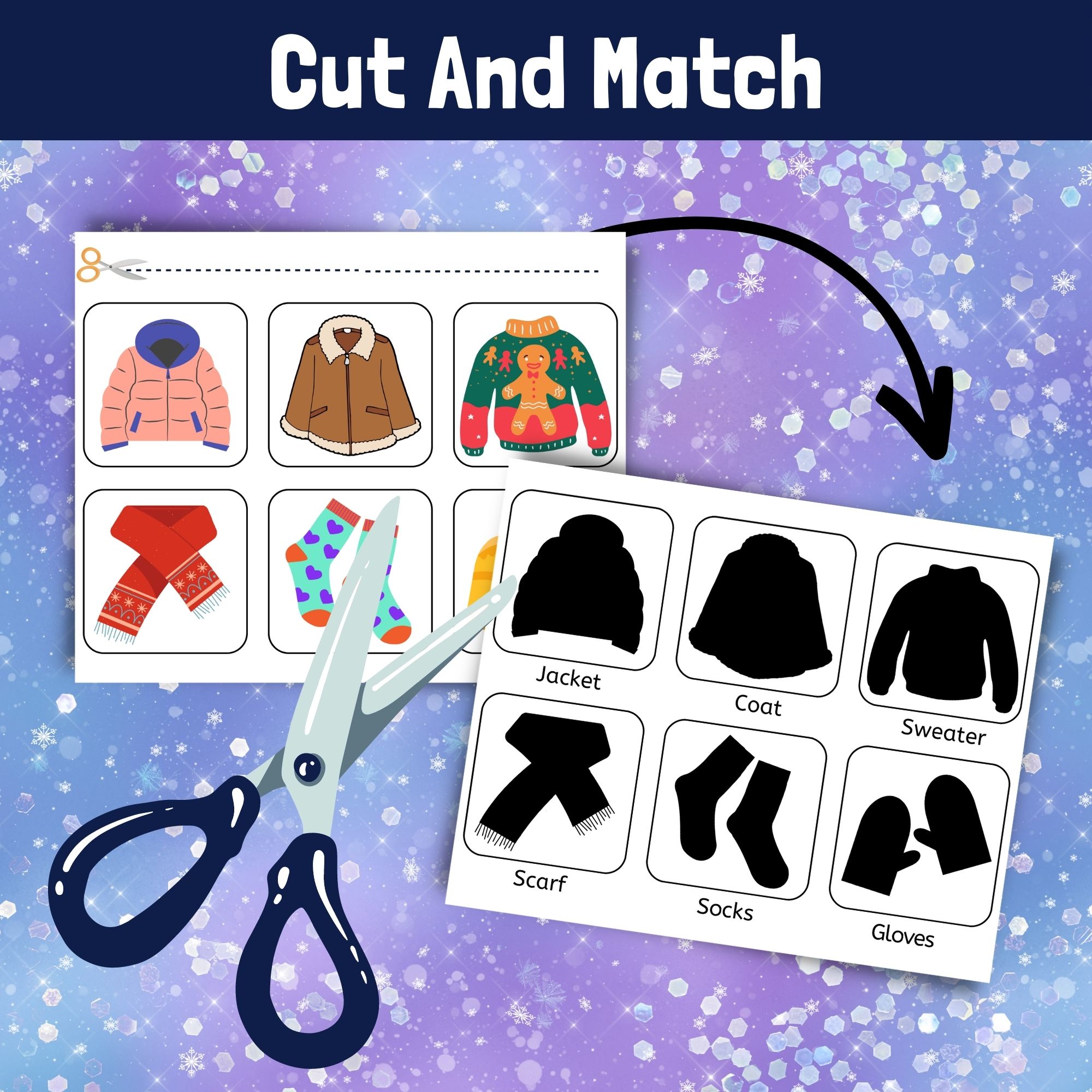 Winter Clothes Shadow Matching Cards | Christmas Activities ...