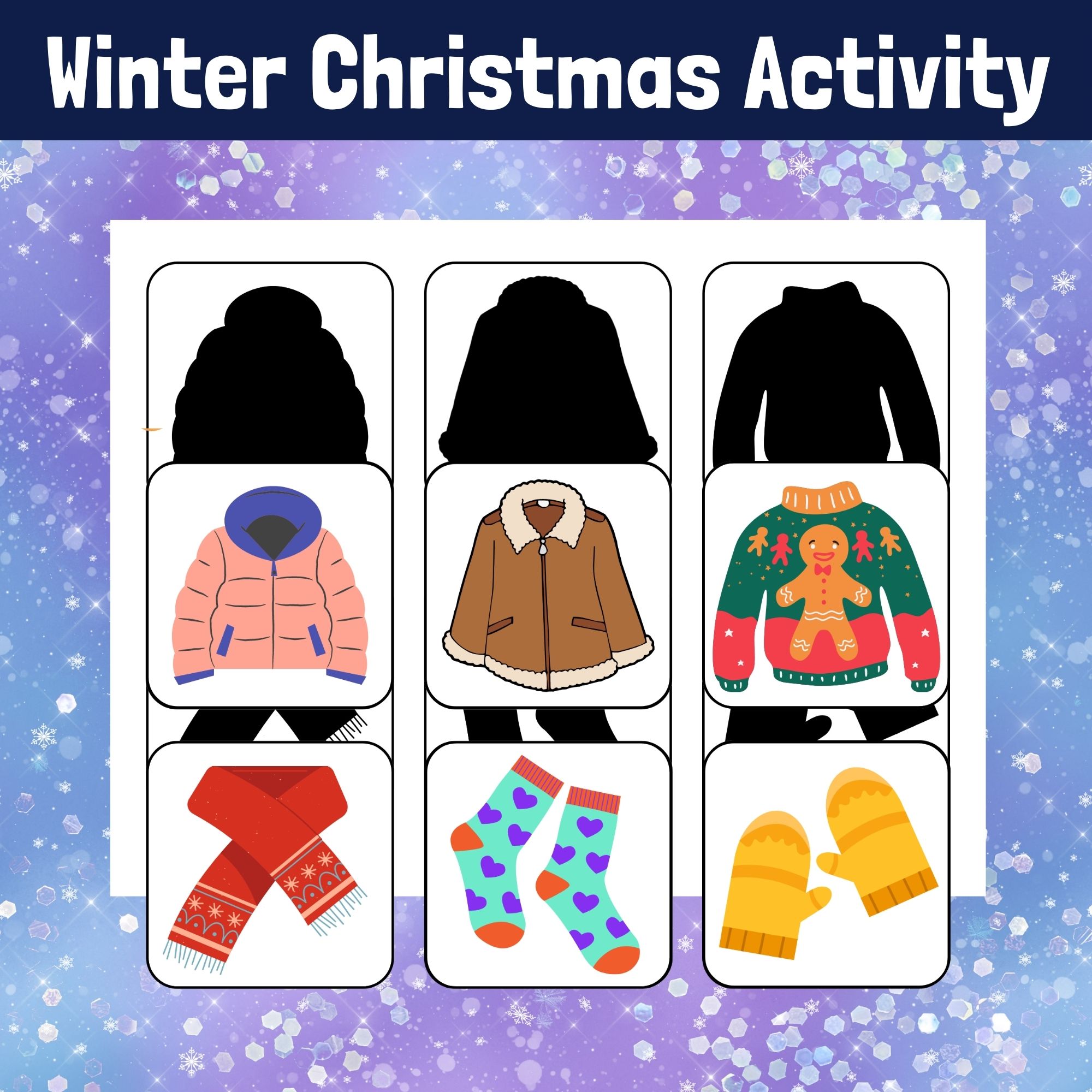 Winter Clothes Shadow Matching Cards | Christmas Activities ...