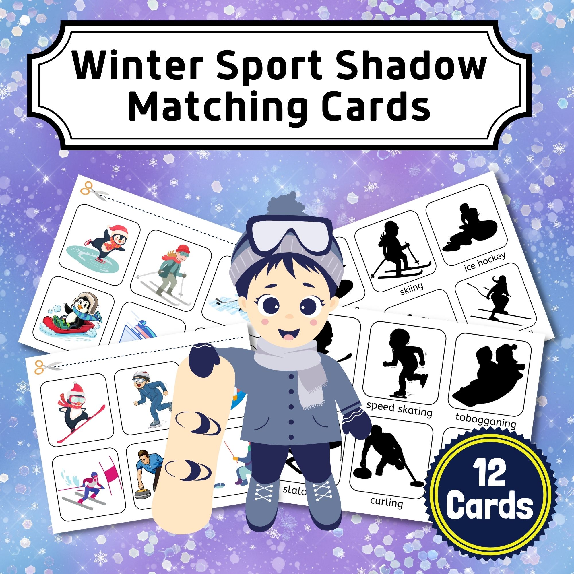 Winter Sports Shadow Matching Cards (Kindergarten & Preschool) | Made ...