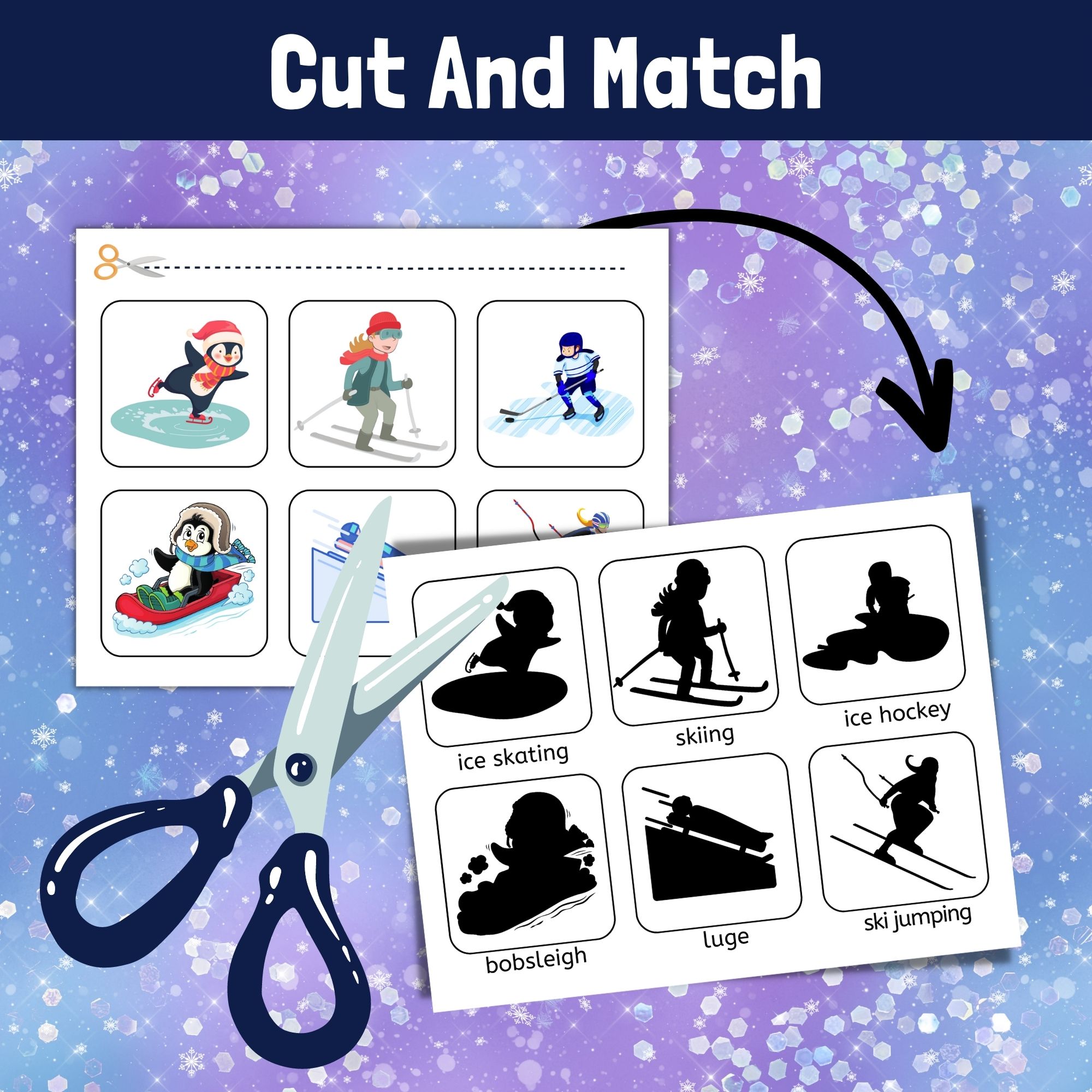 Winter Sports Shadow Matching Cards (Kindergarten & Preschool) | Made ...