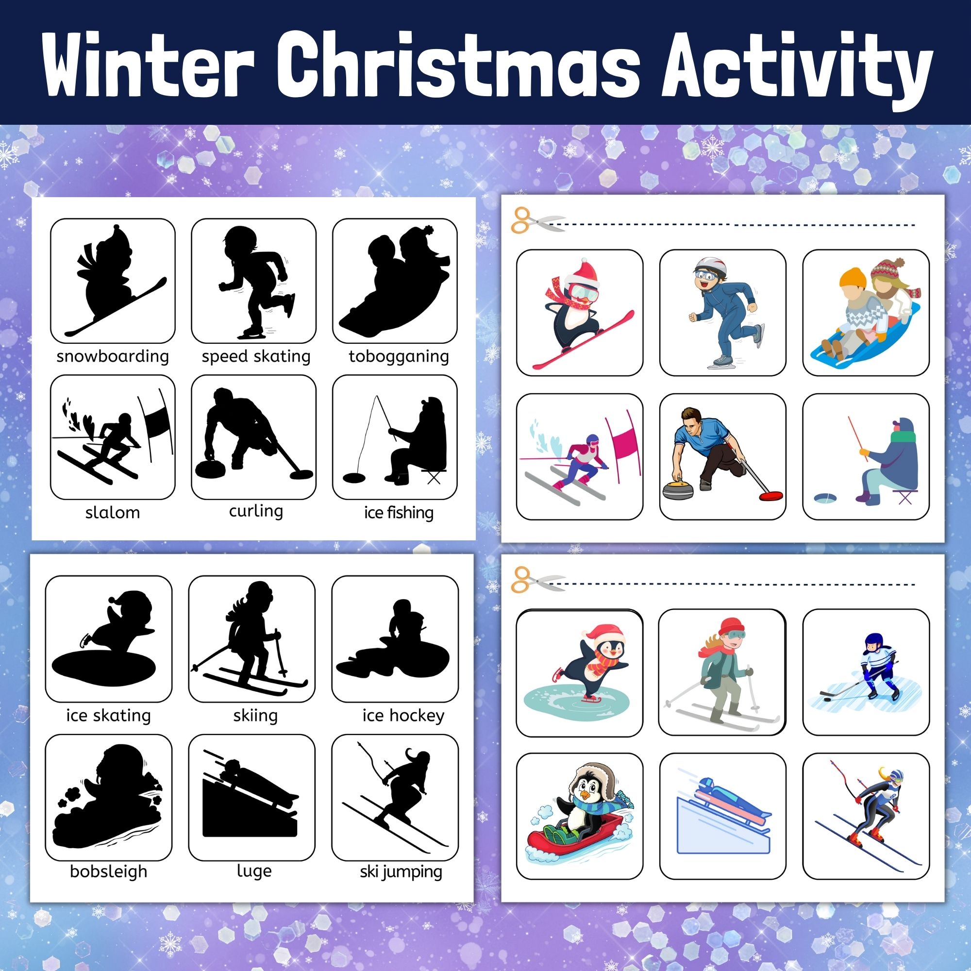 Winter Sports Shadow Matching Cards (Kindergarten & Preschool) | Made ...