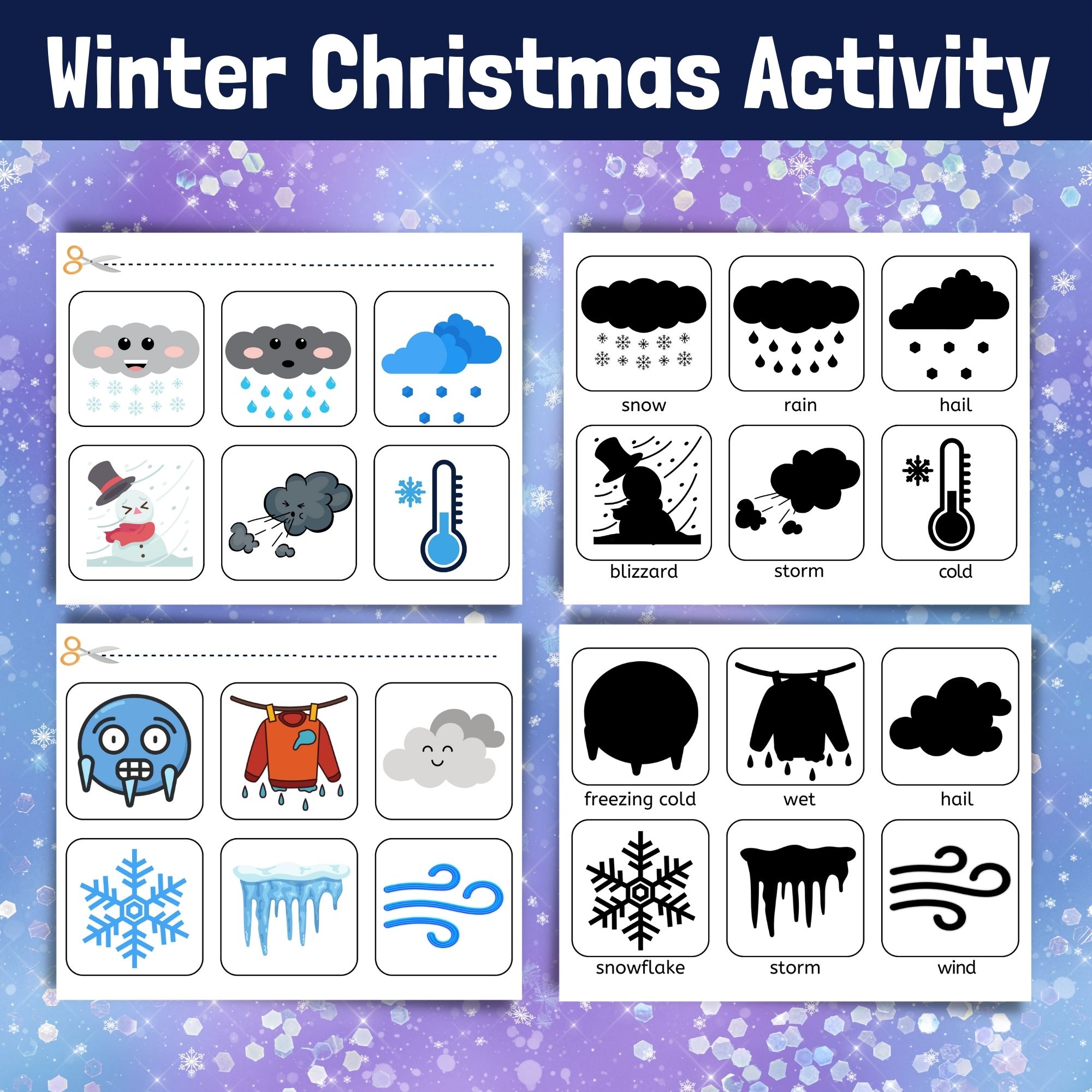 Winter Weather Shadow Matching Cards (Kindergarten & Preschool) | Made ...