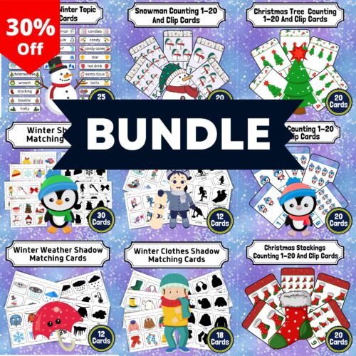 winter & Christmas Busy Book BUNDLE | Matching Game | Count and Clip ...