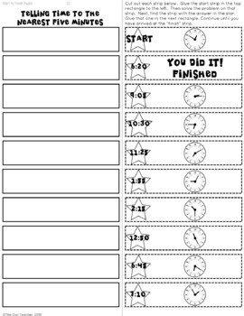 Telling Time to 5 Minutes and Telling Time to the Minute Math Game ...