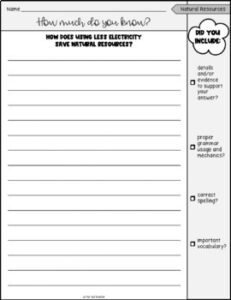 Natural Resources Science Exit Tickets or Science Writing Prompts ...