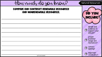Natural Resources Science Exit Tickets or Science Writing Prompts ...
