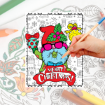Christmas Gnomes Coloring Pages,Winter coloring for New Year, 100 ...