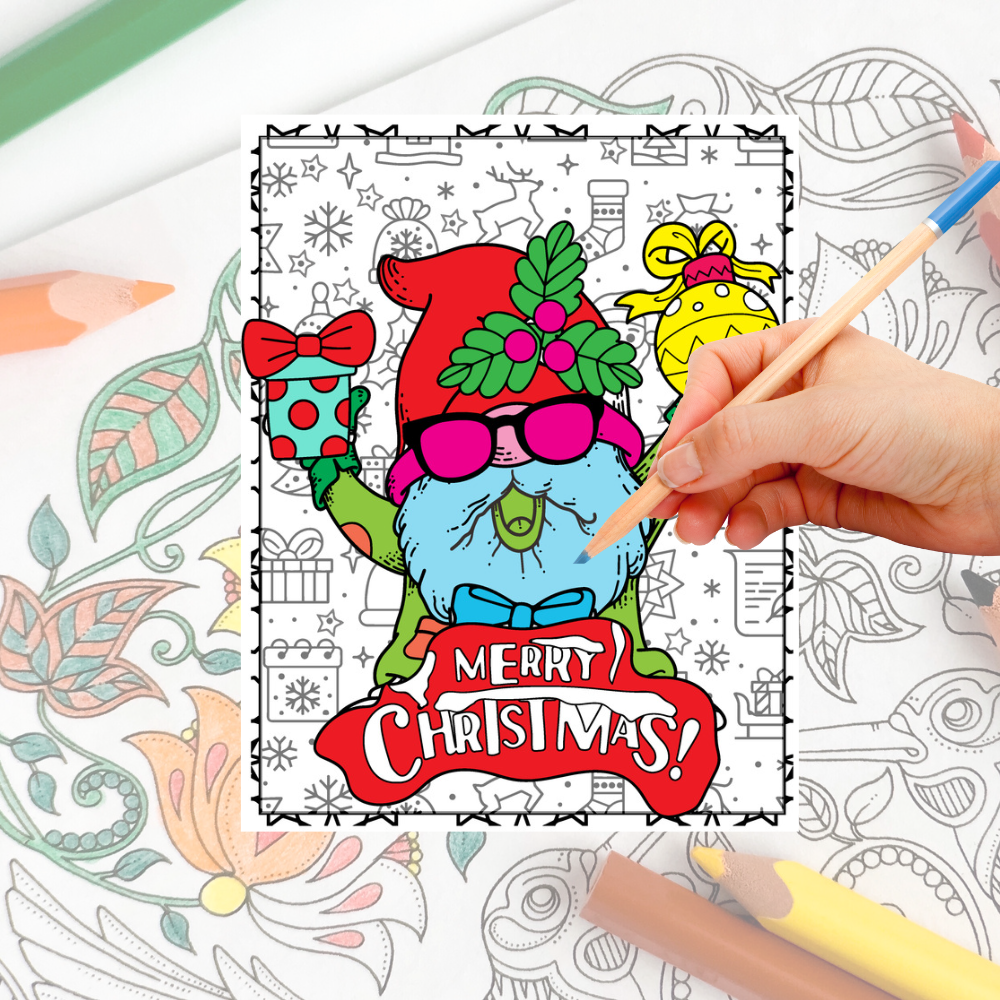 Christmas Gnomes Coloring Pages,Winter coloring for New Year, 100 ...