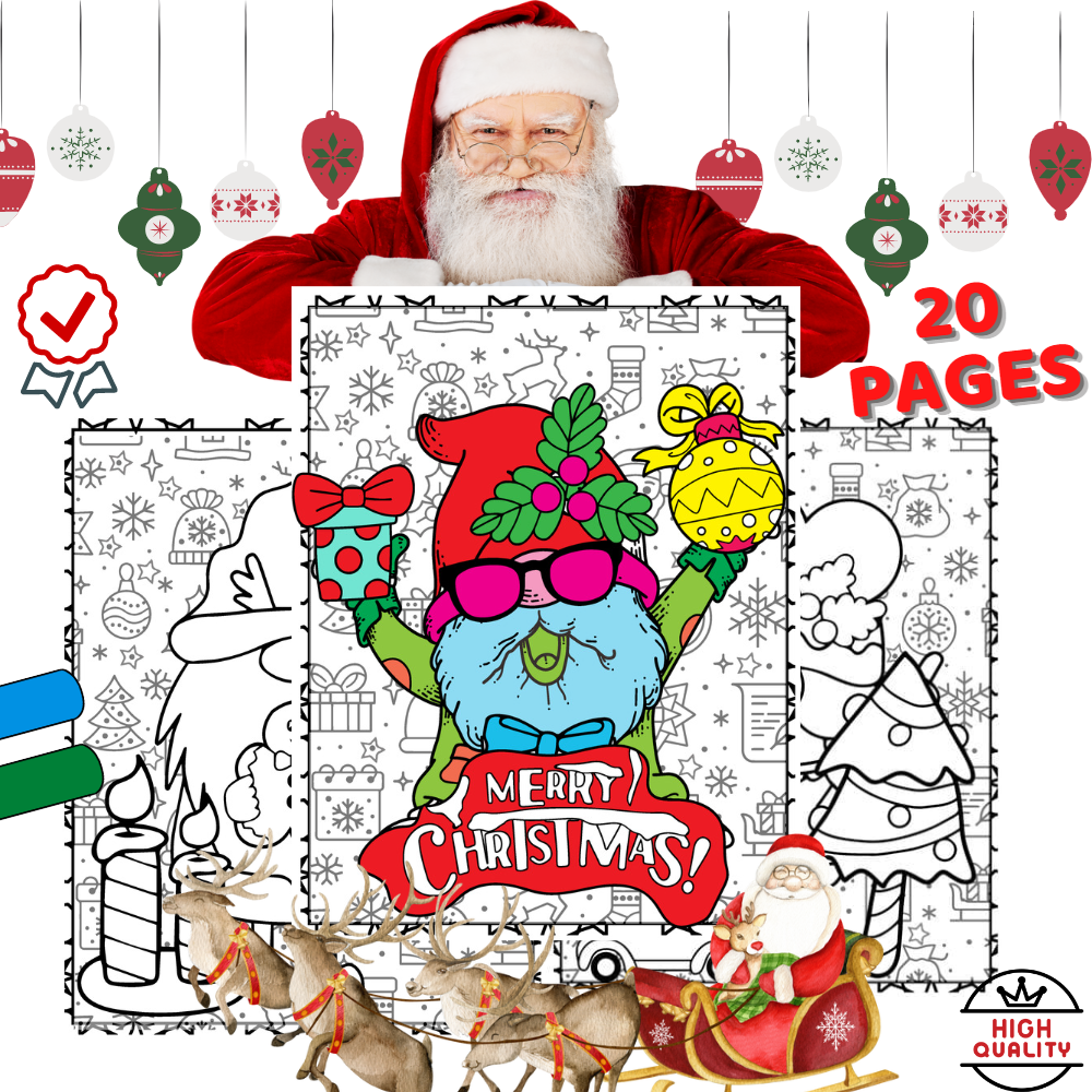 Christmas Gnomes Coloring Pages,Winter coloring for New Year, 100 ...
