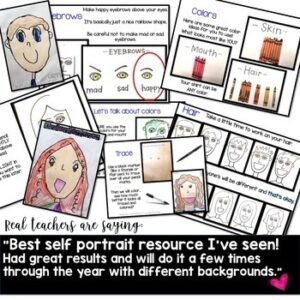 Self Portrait Directed Drawing Art Project for Kindergarten - 6th Grade ...