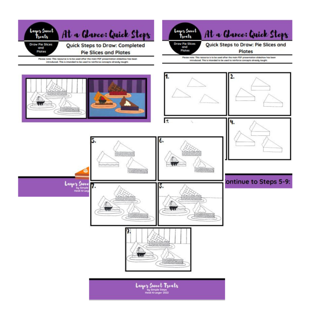 Art Drawing Lesson: Draw Three Slices of Pies & Plates: Directed ...