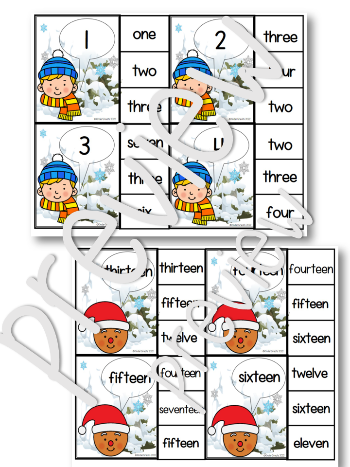Christmas Number Word Clip Cards | Made By Teachers