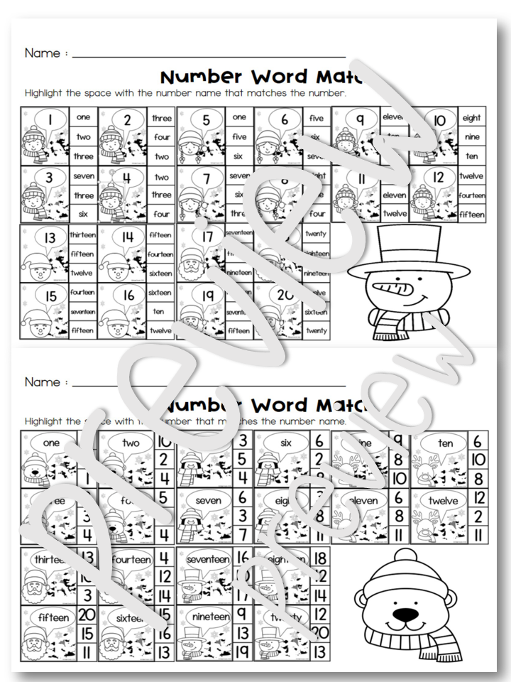 Christmas Number Word Clip Cards | Made By Teachers