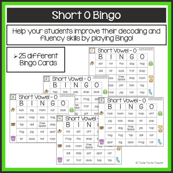Phonics Game: Vowel Sounds Bingo - Short O - Decoding and Fluency ...