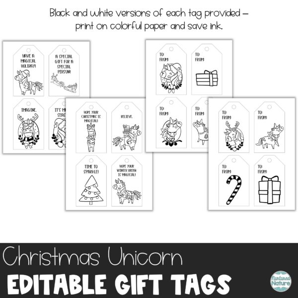 Unicorn Christmas Gift Tags - Editable Tags for Student Gifts from ...