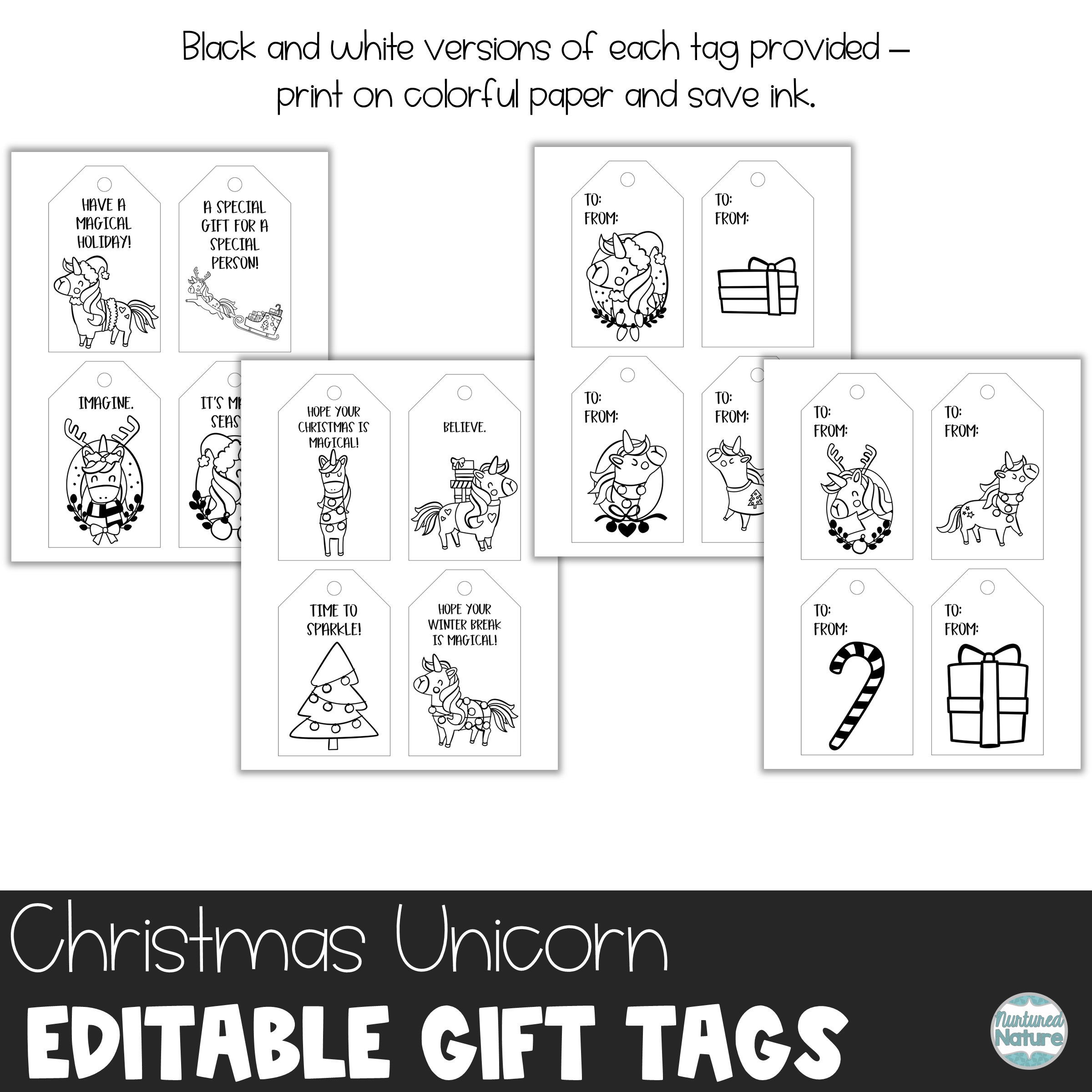 Unicorn Christmas Gift Tags - Editable Tags for Student Gifts from ...