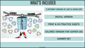 Light and Sound Energy Sort Craftivity or Science Center | Made By Teachers