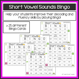 Phonics Game: Short Vowel Sounds Bingo - Decoding and Fluency Practice ...