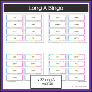 Phonics Game: Vowel Sounds Bingo - Long A - Decoding and Fluency ...