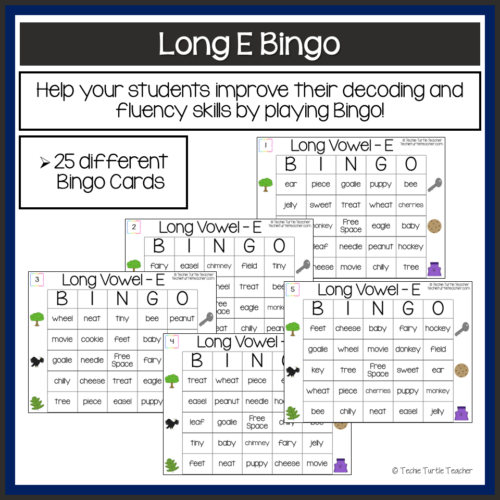 Phonics Game: Vowel Sounds Bingo - Long E - Decoding and Fluency ...
