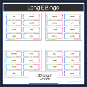 Phonics Game: Vowel Sounds Bingo - Long E - Decoding and Fluency ...