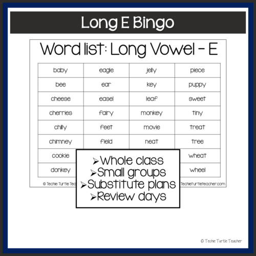 Phonics Game: Vowel Sounds Bingo - Long E - Decoding and Fluency ...