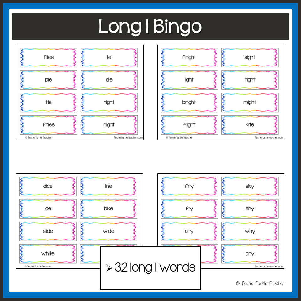 Phonics Game: Vowel Sounds Bingo - Long I - Decoding and Fluency ...