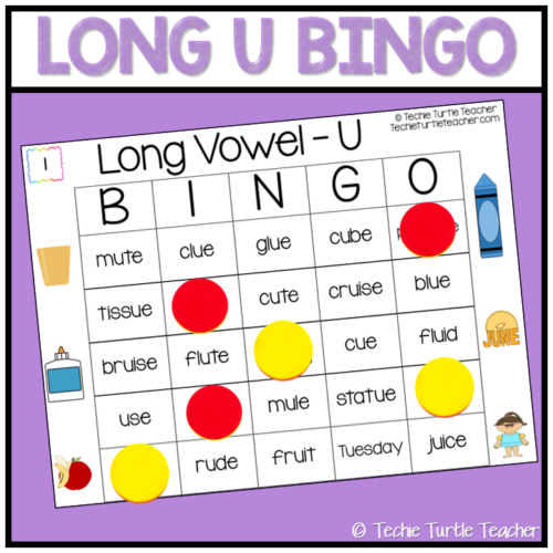 Phonics Game: Vowel Sounds Bingo - Long U - Decoding and Fluency ...
