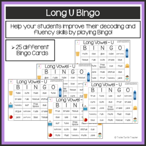 Phonics Game: Vowel Sounds Bingo - Long U - Decoding and Fluency ...