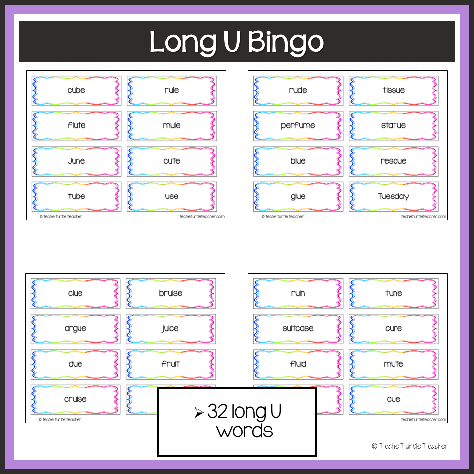 Phonics Game: Vowel Sounds Bingo - Long U - Decoding and Fluency ...