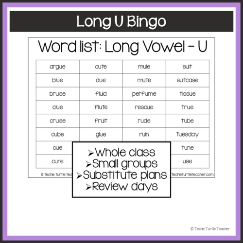 Phonics Game: Vowel Sounds Bingo - Long U - Decoding and Fluency ...