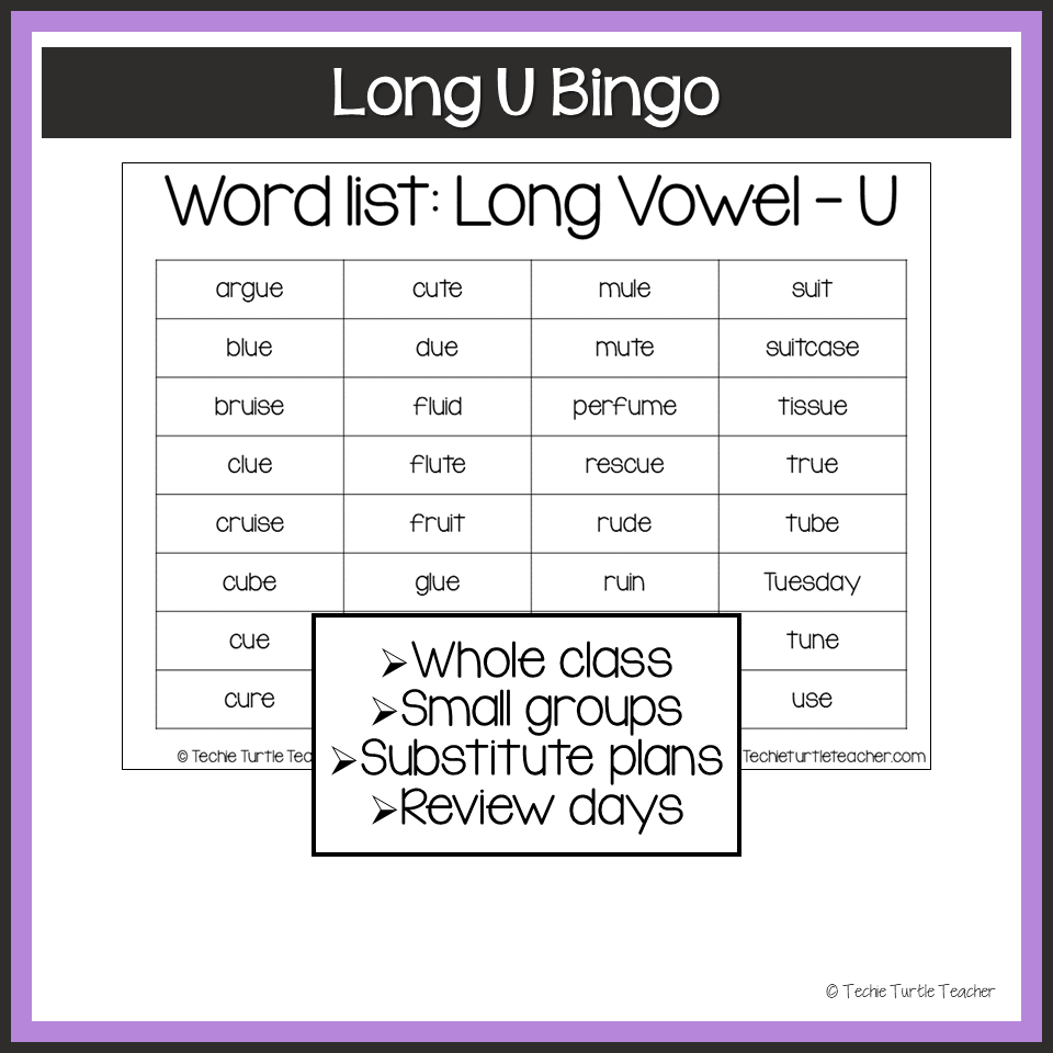 Phonics Game: Vowel Sounds Bingo - Long U - Decoding and Fluency ...