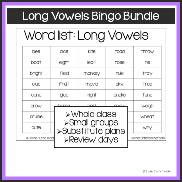 Phonics Games: Long Vowel Sounds Bingo Bundle - Decoding and Fluency ...