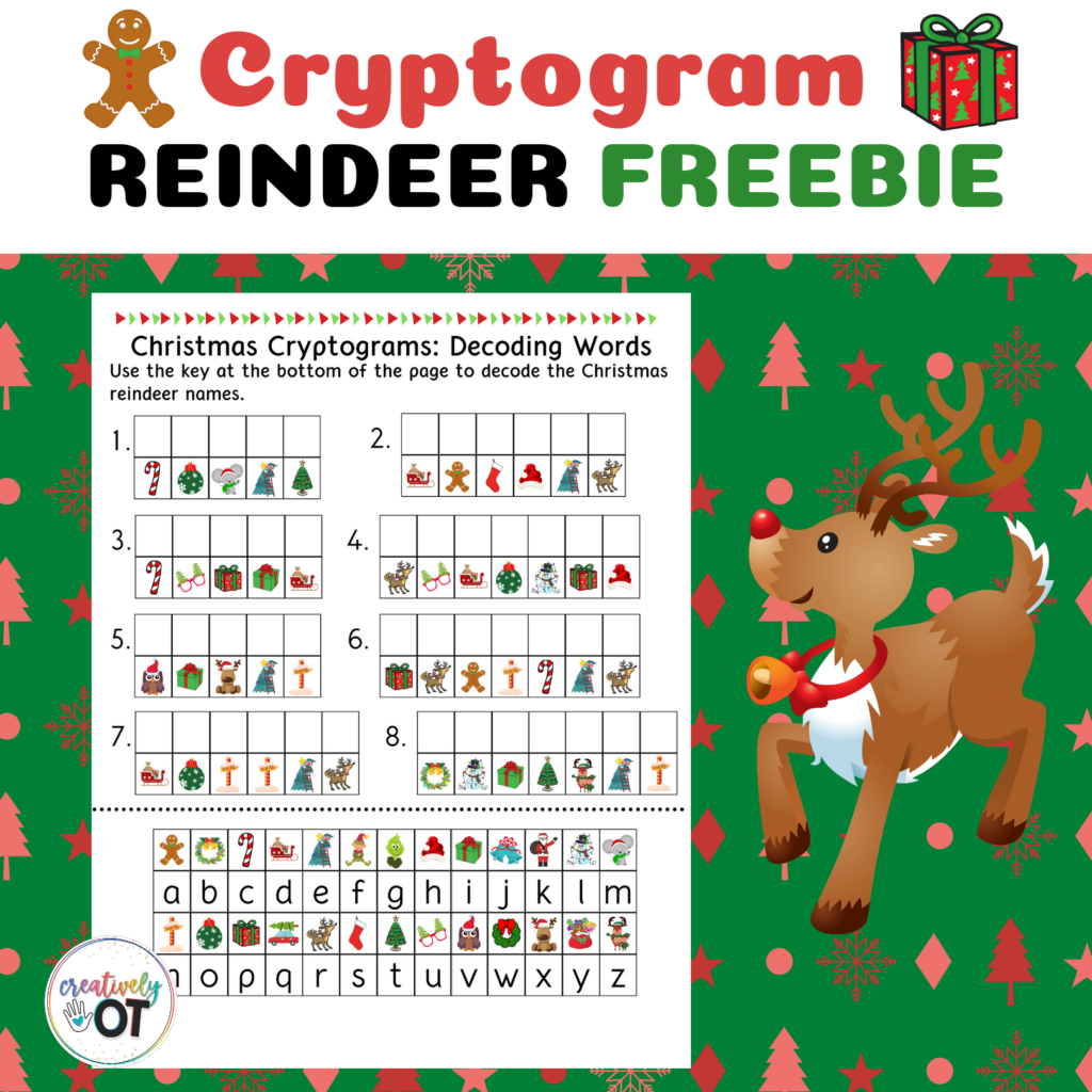 Christmas Reindeer Cryptogram Freebie - Made By Teachers