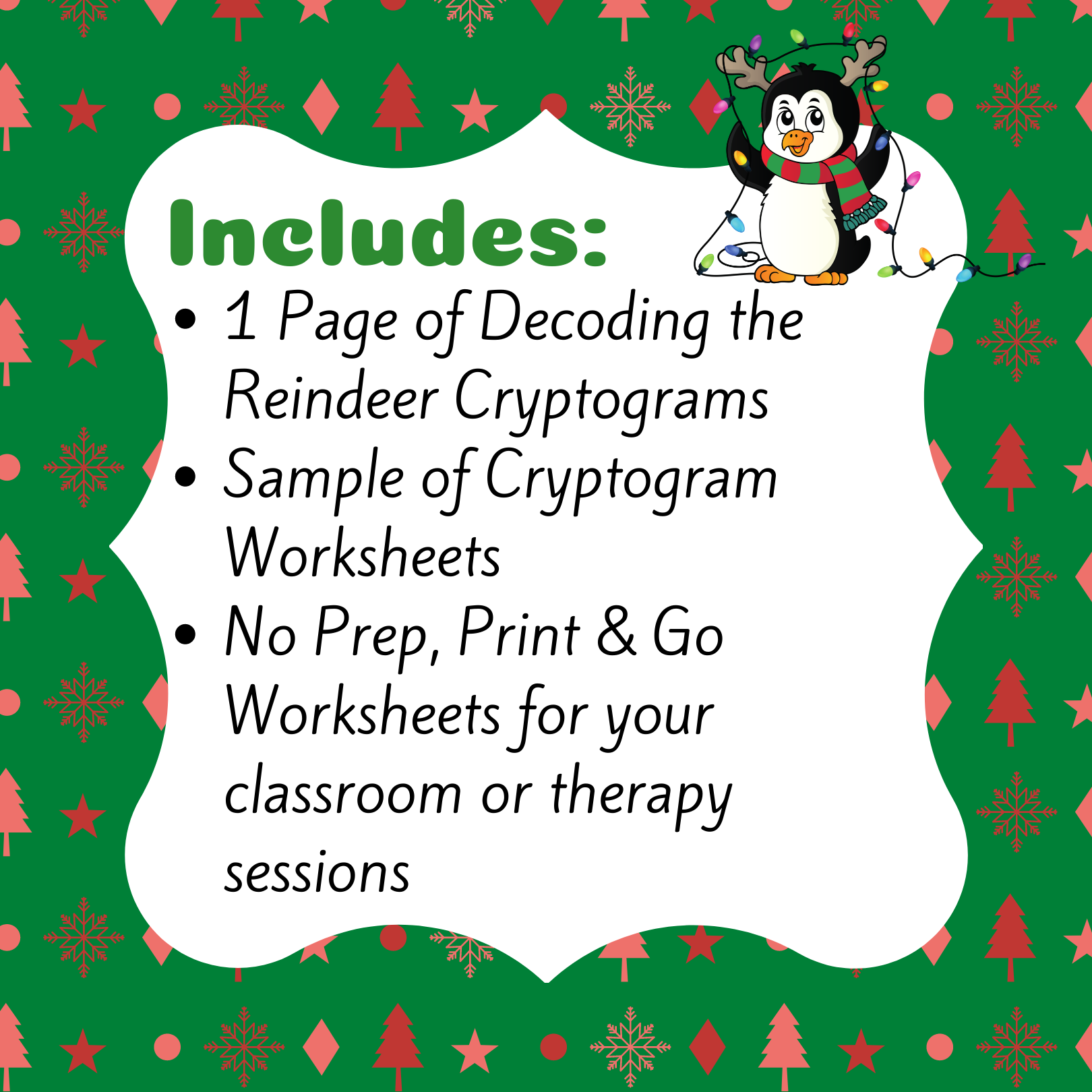 Christmas Reindeer Cryptogram Freebie | Made By Teachers