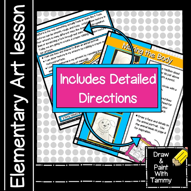 Art Lesson Animal Texture Portraits A Drawing And Collage Art Activity ...